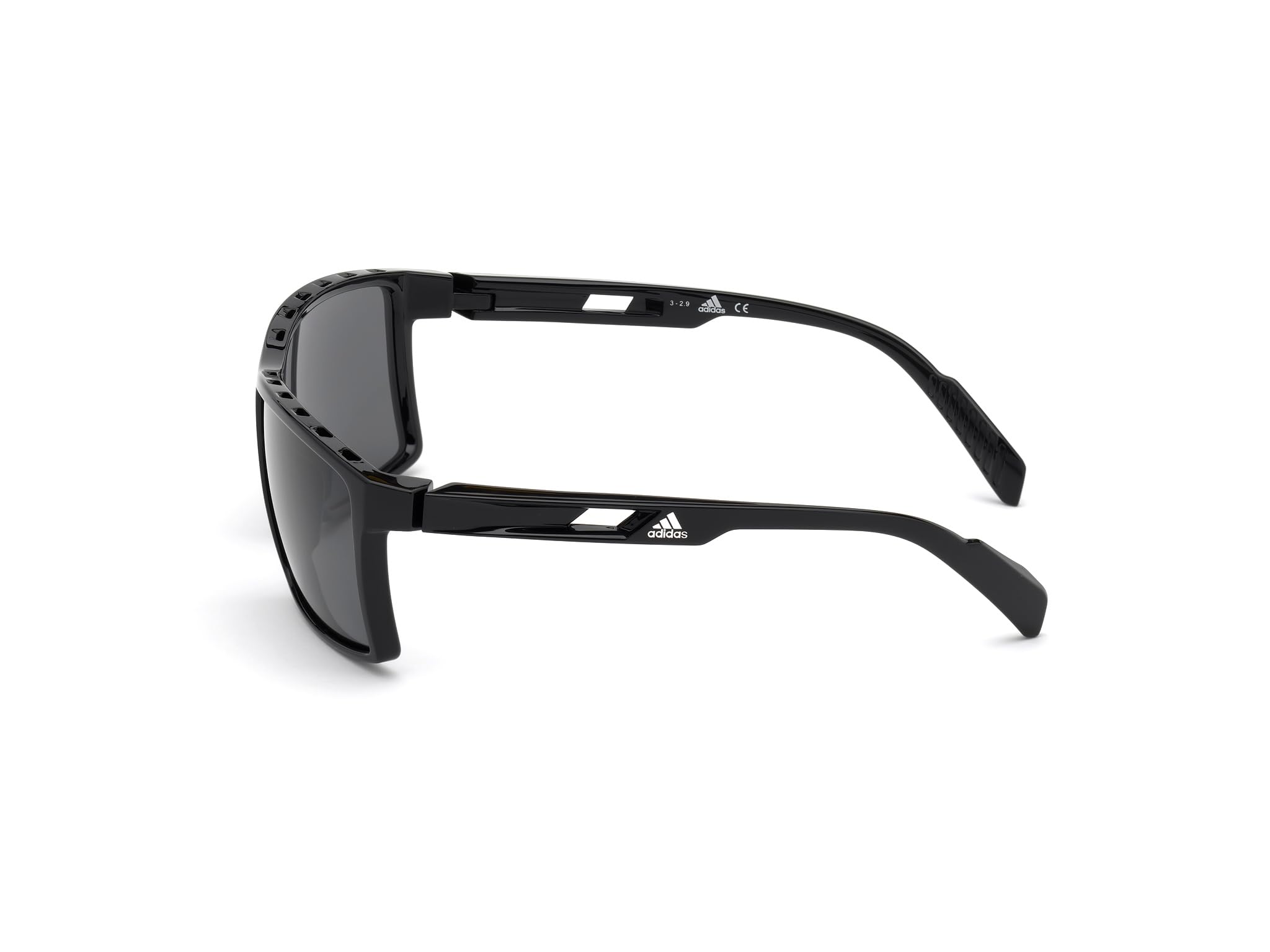adidas Men's Injected Sun Glasses Round Sunglasses, Shiny Black/Smoke Polarized, 63/12/130