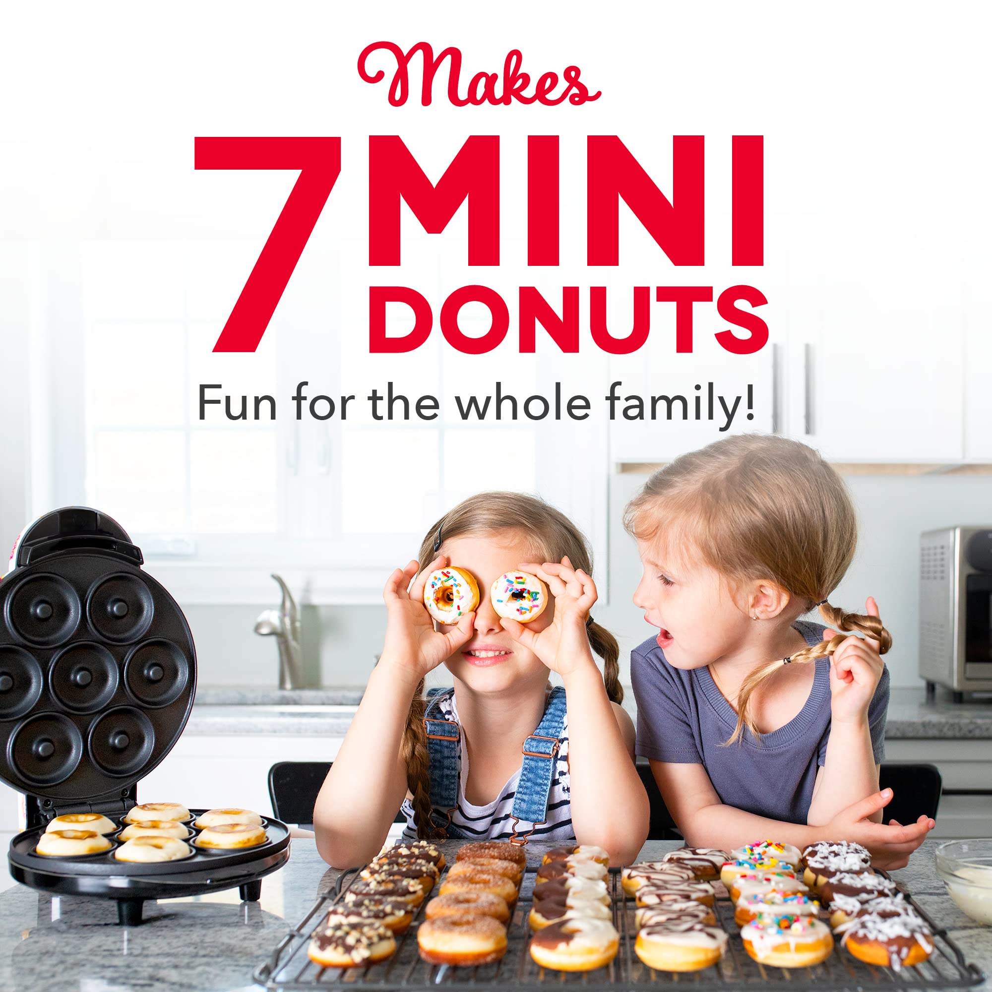 Dash Mini Donut Maker Machine for Kid-Friendly Breakfast, Snacks, Desserts & More with Non-stick Surface, Makes 7 Doughnuts - Cream