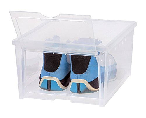 IRIS USA, Inc. IRIS Easy Access Men's Shoe Box, 4 Pack, Wide, Clear
