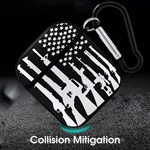 American Gun Flag Compatible with AirPods 2nd 1st Generation Case Cover Cute Funny Shockproof Protector for Men Women