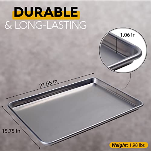 Alpine Cuisine Three Quarter Professional Aluminum Cookie Sheet 22-inch - Rimmed Baking Sheets for Oven - Durable, Oven-Safe, Easy to Clean, Commercial Quality - Great for Roasting & Baking