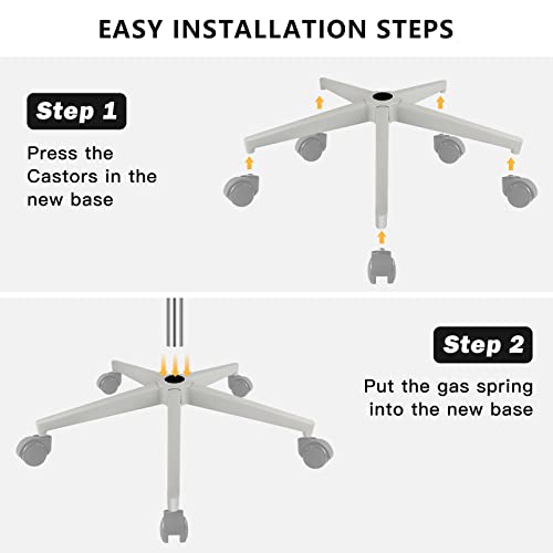 Desk Chair Base Replacement 28 Inch with Reinforced Metal Legs-Chair Bottom Part for Most Chairs, Universal Gas Cylinder and Caster Sockets,Grey