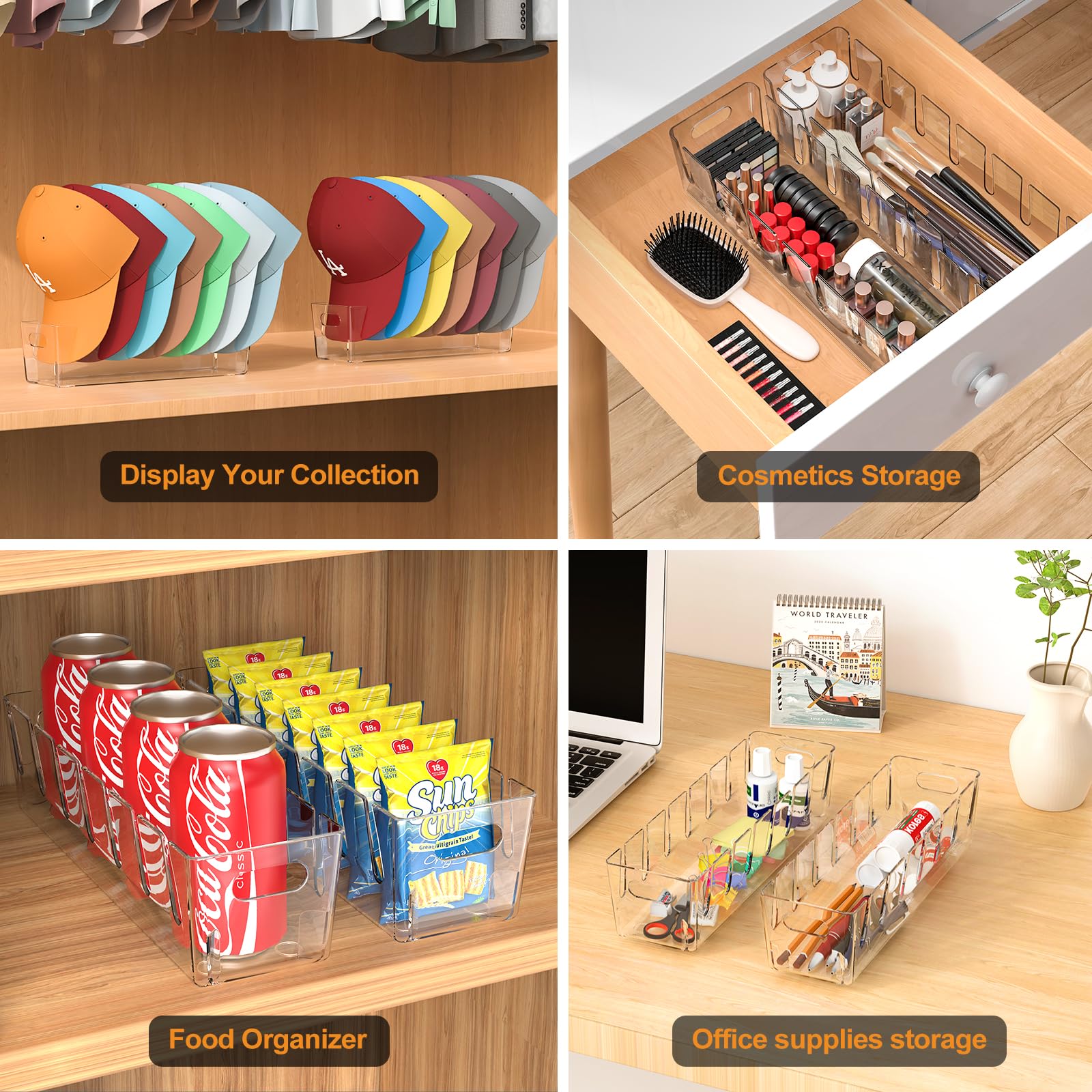 TMVAP 2024 New Hat Stand for Baseball Caps Display and Organizer-2 Pack No Install Acrylic Hat Organizer for 14 Baseball Caps Storage, Hat Racks Storage for Bedroom, Closet, Dresser,Entrance (Clear)