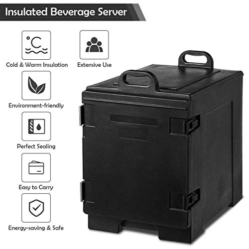 COSTWAY End-Loading Insulated Food Pan Carrier, for 5 Full-Size Pan, 81 Quart Capacity, Food-grade LLDPE Material, Portable Food Warmer with Fastener, Ideal for Canteen and Restaurant Use