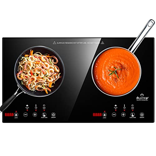 Duxtop Built in Induction Cooktop 2 Burner, 1800W Double Induction Burner with Temperature Control, Sensor Touch Electric Countertop Burner with Timer and Safety Lock, Easy to Clean, BT-K35