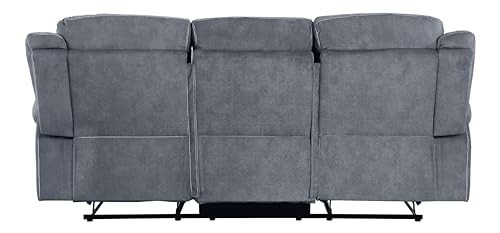 Acme Furniture Zubaida 41" x 87" Modern Velvet Reclining Sofa with USB Dock, 1 Storage Drawer, Tight Back & Seat Cushion, in 2-Tone Gray Finish