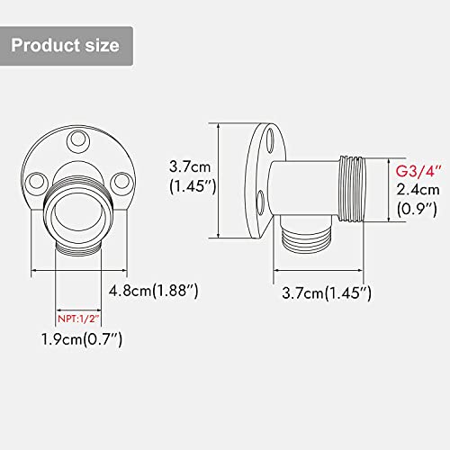 Aolemi Matte Black Installation Kit for Exposed Wall Mount Bathroom Faucet Outdoor Shower System Thermostatic Bar Mixer Valve Convert in-Wall to Surface Mount NPT 1/2 Male by G 3/4 Male Brass