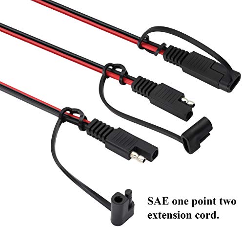 AAOTOKK SAE Y Splitter Connector Cable SAE 1 to 2 SAE DC Power Charger Automotive Extension Cable 2 Pin Quick Connect Disconnect Plug SAE Connector 16Awg Wire for Solar Panel Charging(0.6M/2ft)
