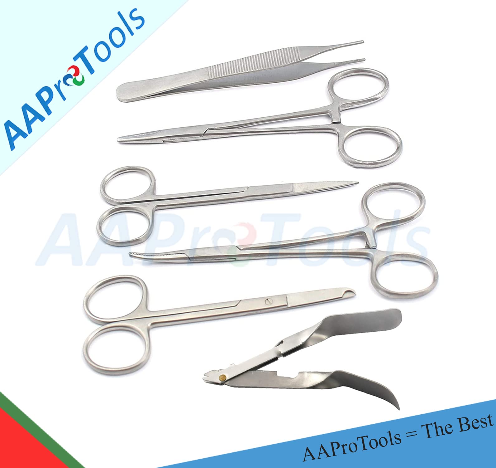 AAProTools Skin Staple Remover Kit Adson Forceps Iris Scissors Webster Needle Holder Mosquito Forceps