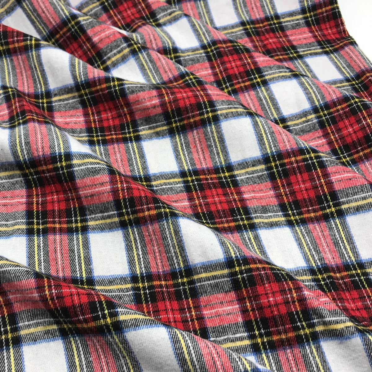 Red Tartan Plaid Fabric Cotton Width 57 Inches Yarn Dyed and Brushed for Festive Christmas Decorations and DIY Crafts and Dress (Red-White, Cut by The Yard)