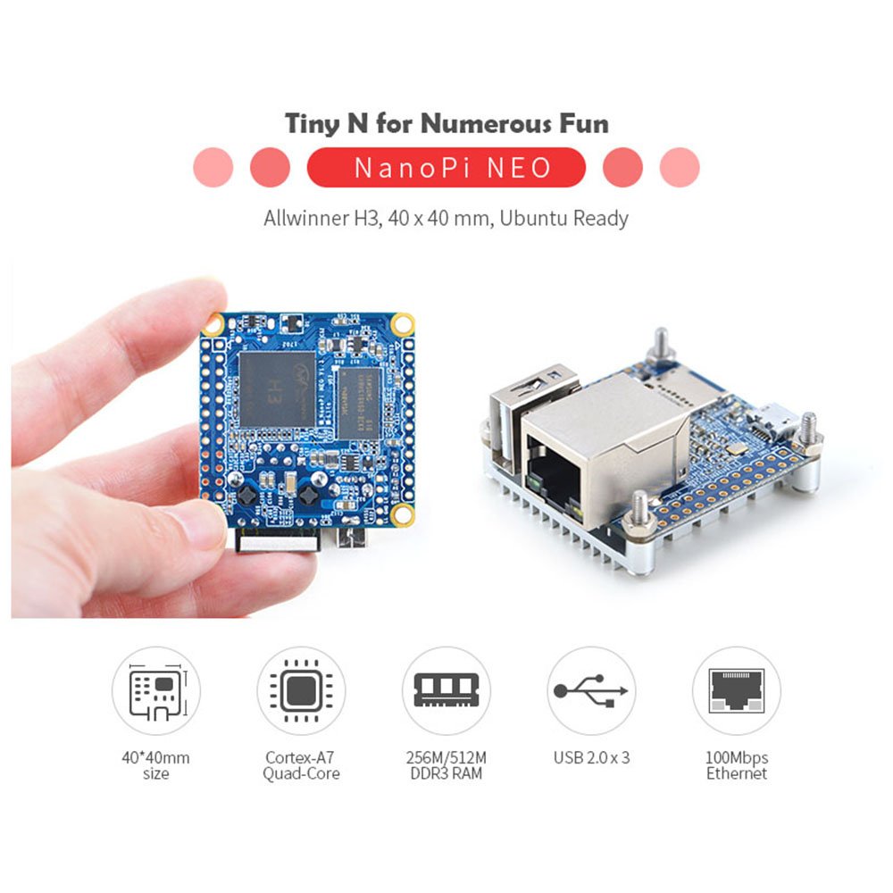 youyeetoo NanoPi NEO LTS A Super Tiny 64-bit Allwinner H3 ARM, with 32-bit 512M DDR3 RAM, Armbian & Ubuntu Ready Mini Single Board Computer