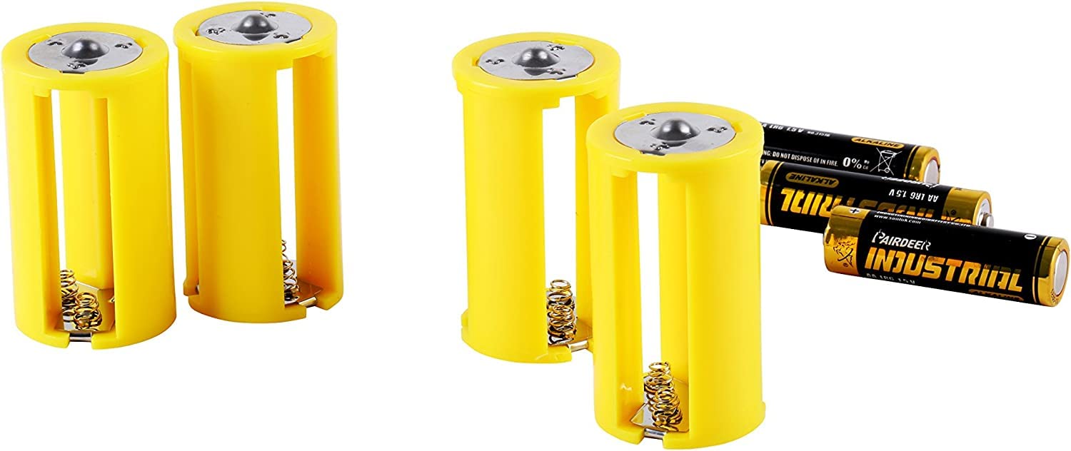 Whizzotech Parallel AA to D Battery Adapters Holder 1.5V Output Case Box 3 AA to 1 D Converter Pack of 8 (Yellow)