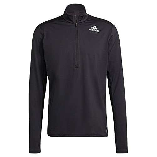 adidas Men's Own The Run Half-Zip Long Sleeve Tee, Black, X-Large