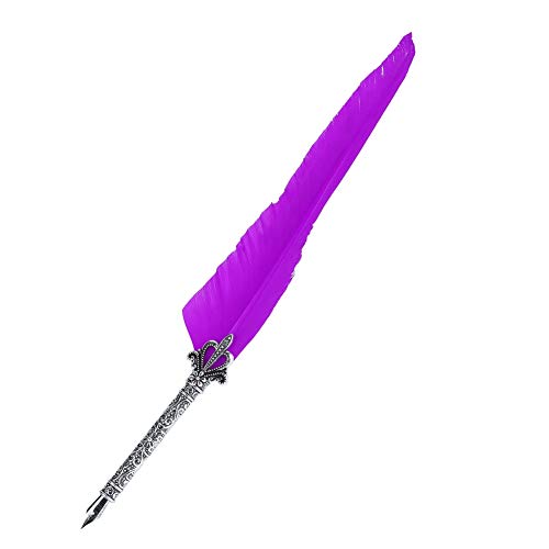 Feather Pen European Retro Feather Quill Alloy Pen Dip Nibs Calligraphy Writing Pen Gift Set for Couples, friends, colleagues, elders, teachers,etc ()