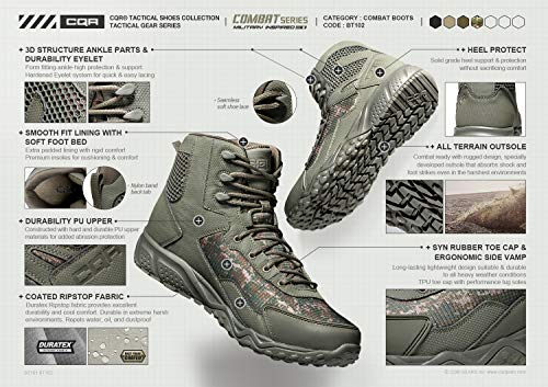 CQR Men's Military Tactical Boots, Lightweight 6 Inches Combat Boots, Durable EDC Outdoor Work Boots, No Zip Desert Sand, 13