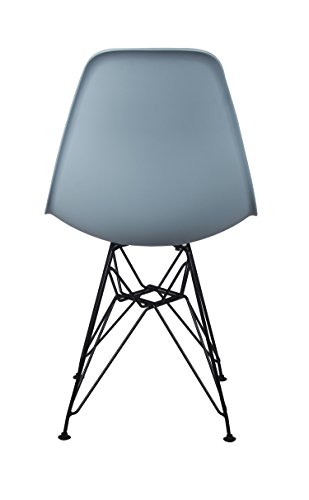 GIA Contemporary Armless Dining Chair, Qty of 2, Fog Seat with Black Metal Legs