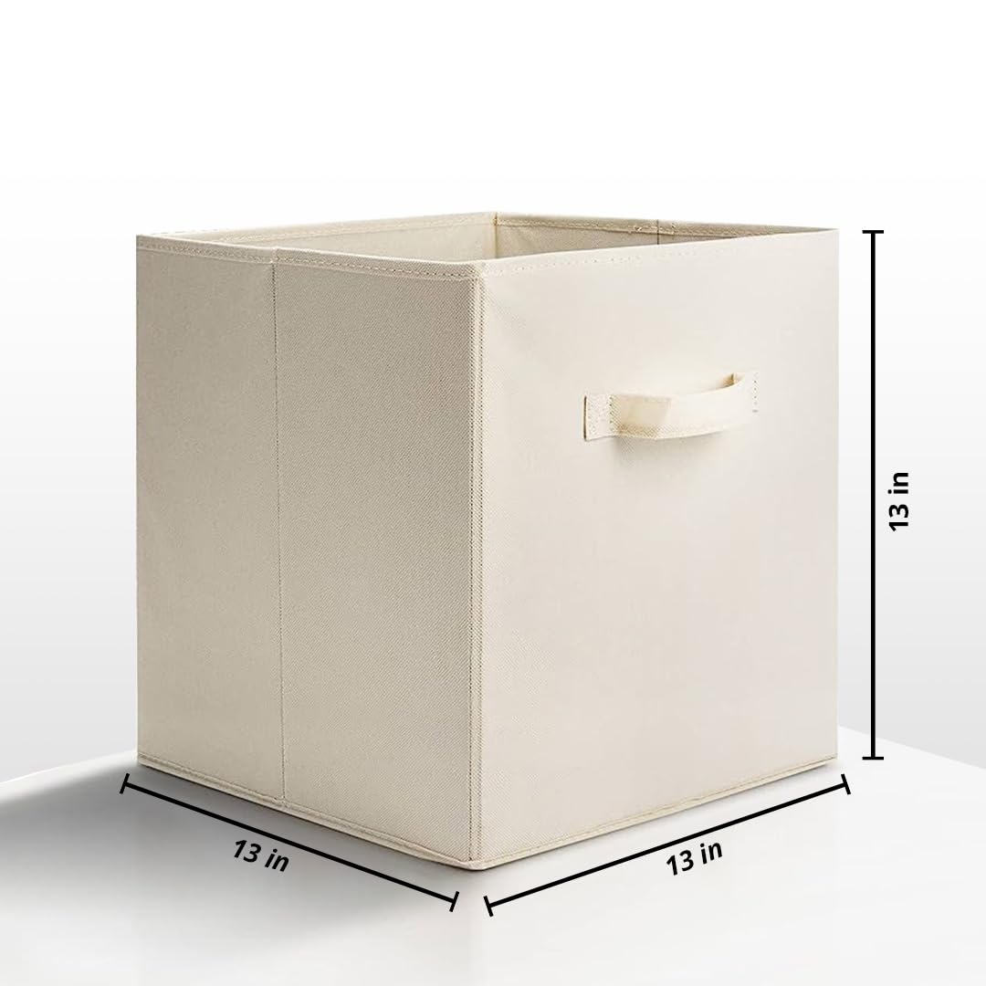 ANQI Cube Storage Box –Large Size (13 x 13 x 13) inches of one Storage Cube Basket Bin Foldable Box with Handle Fabric Bin for Home, Office, Laundry - Clothes Storage Box (Dark Navy)