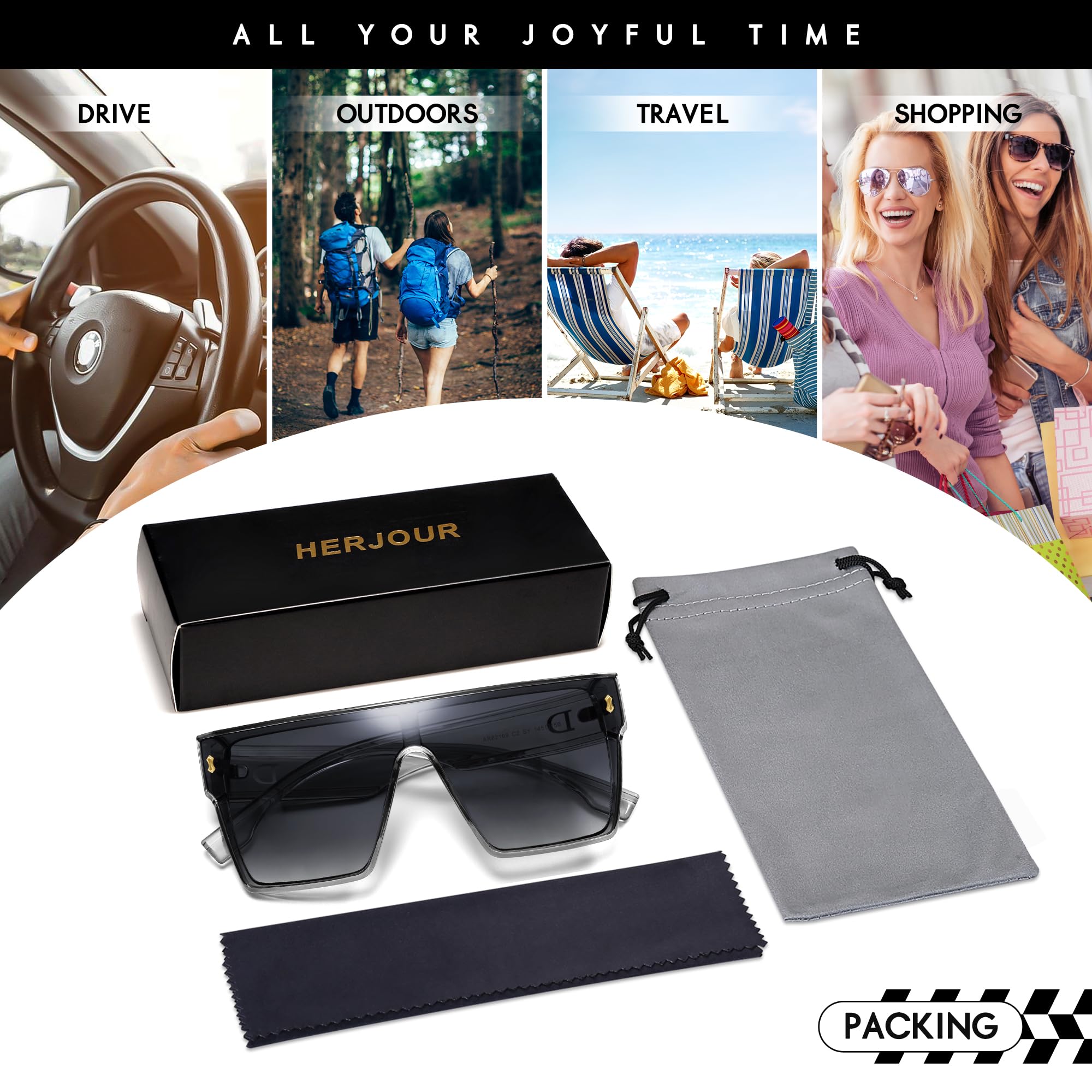 Allarallvr Oversized Trendy Square Sunglasses For Women Men Rectangle Fashion Sun Glasses AR82128