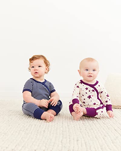 Moon and Back by Hanna Andersson Baby Boy's Organic 2 Pack Long Sleeve Romper Pants, Medium Blue, 6-12 months
