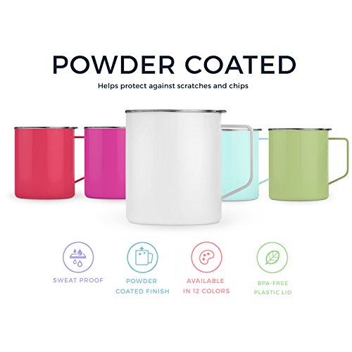 Maars Townie Insulated Coffee Mug, 14 oz | Double Wall Vacuum Sealed Camp Cup - White