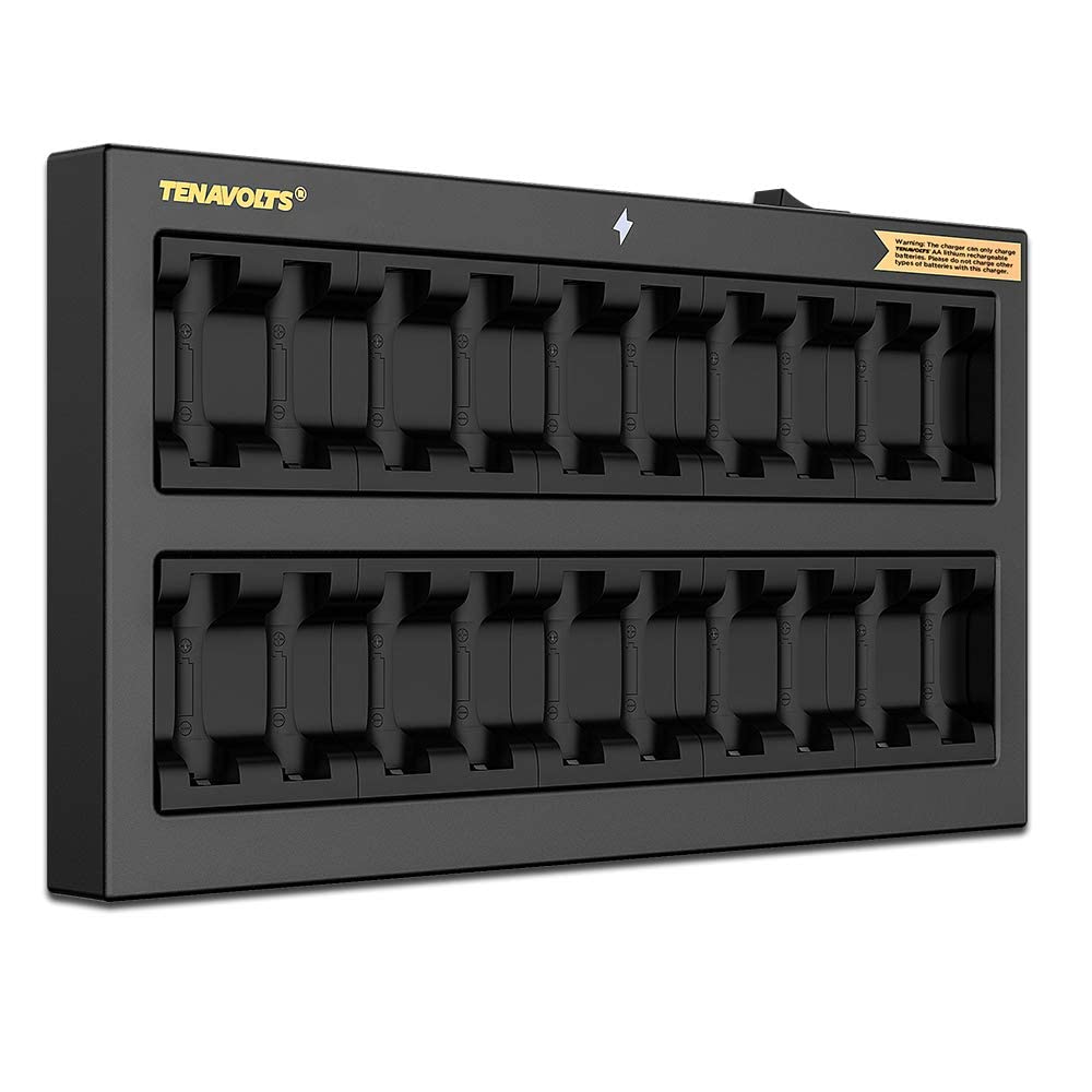 TENAVOLTS 1.5V AA Lithium Rechargeable Battery, 1.8h Fast Charge, Wall Charger, Constant Output at 1.5V, 2775 mWh, 20 Count with Charger
