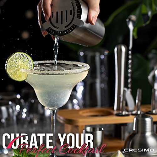 Cocktail Shaker Set: 12-PC Drink Shakers Cocktail with Bamboo Stand - Ultimate Home Bar Kit & Martini Shaker Set - Bar Set, Cocktail Mixer, Bartender Kit, Bar Tools - Cresimo Cocktail Set