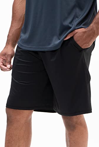 DEVOPS Men's 2-Pack Loose-Fit 10" Workout Gym Shorts with Pockets (Large, Black/Orange)