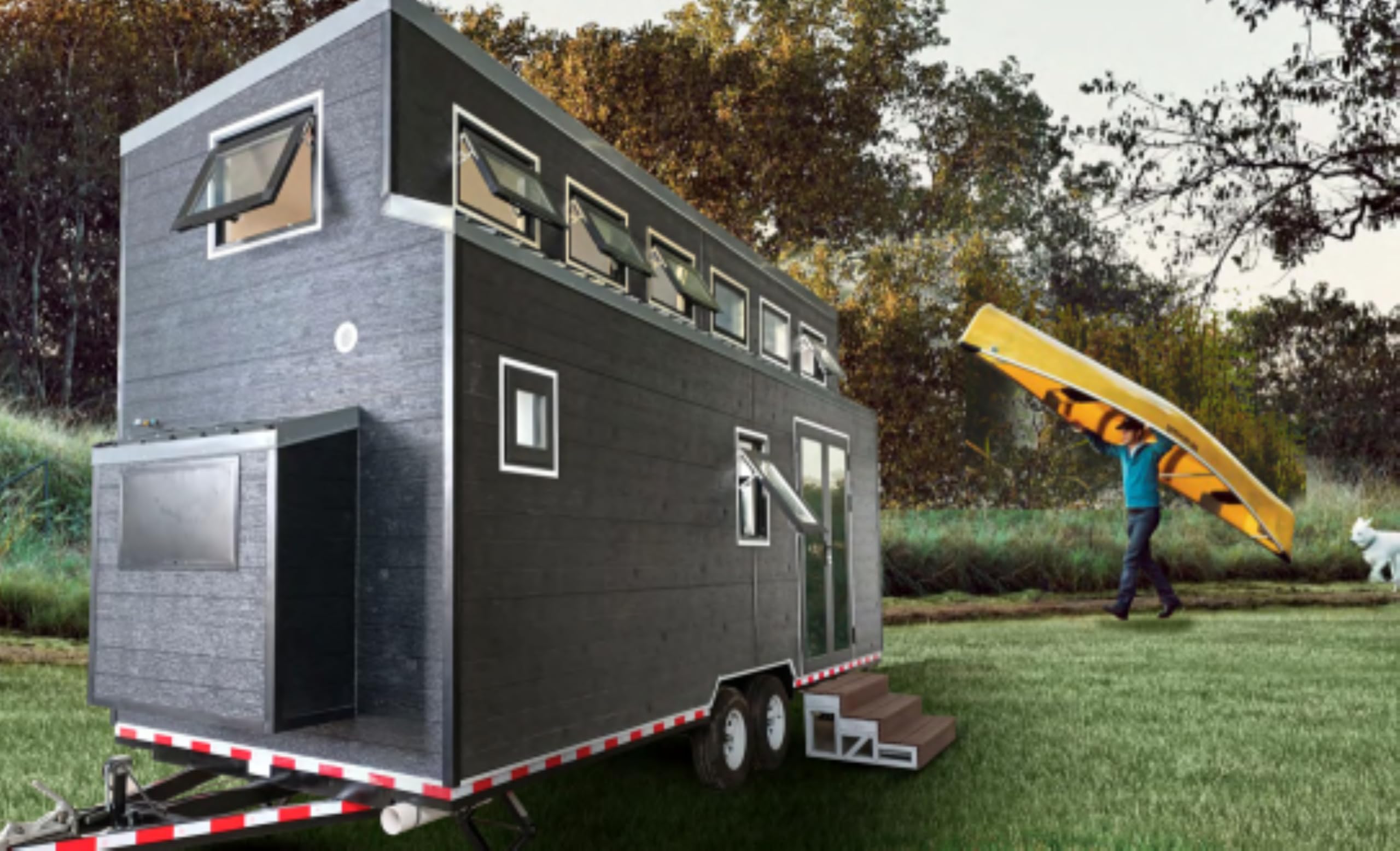 Aluminum Tiny Movable Prefabricated Insulated House with 1 Bathroom, 1-3 bedrooms & 1 Kitchen- Tiny loft House, Mini Caravan,Travel Camper Trailer for Family (Modern, 3, Bedroom)