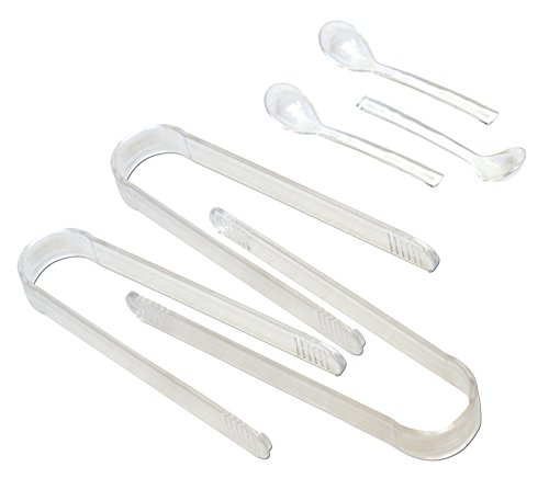Ice Chilled 5 Compartment Condiment Server Caddy - Serving Tray Container with 5 Removable Dishes with Over 2 Cup Capacity Each and Hinged Lid | 3 Serving Spoons + 3 Tongs Included