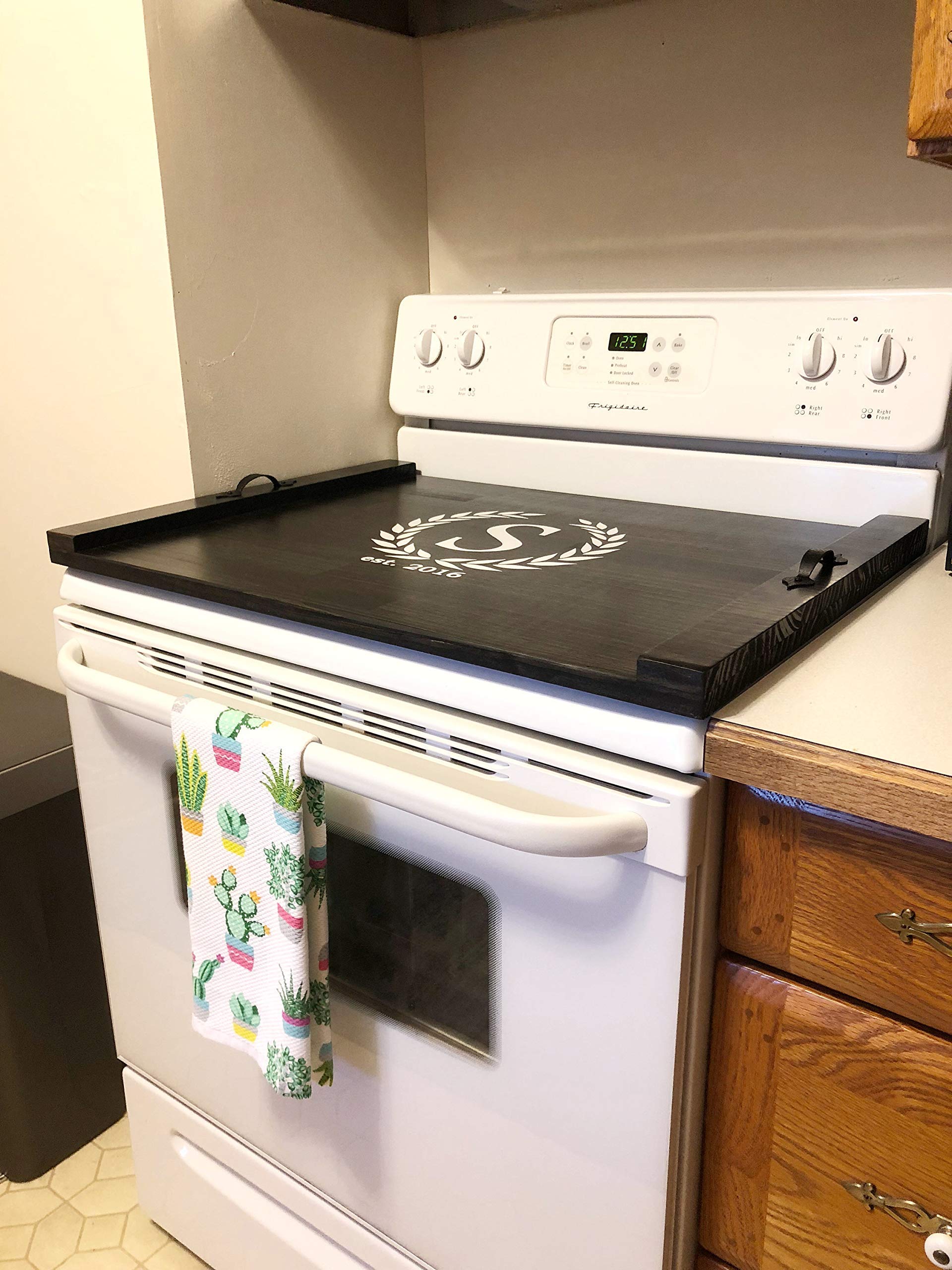 Rustic Stove Top Cover, Wooden Tray For Stove, Monogram Stove Cover, Stove Tray, Decorative Tray