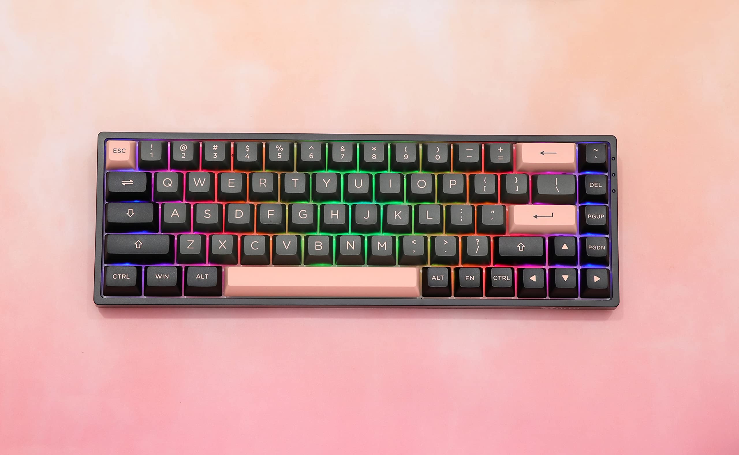EPOMAKER 3068B Plus Black & Pink 65% Hot-Swap 2.4Ghz Wireless/Bluetooth/Wired Mechanical Gaming Keyboard with RGB Backlight, Double-Shot PBT Keycaps for Gamers/Mac/Win(CS Jelly Pink