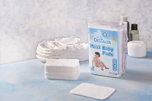 DESTALYA Baby Cotton Pads for Diaper Change - Large Cotton Squares for Sensitive Skin - Disposable Cleansing Wipes - Soft Washcloths for Personal Care, Makeup Removal (Maxi Pads 360)