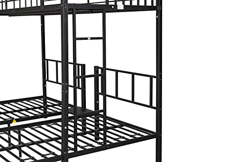 DEYOBED Full Over Twin and Twin Wooden Detachable Triple Bed Bunk Bed with 2 Drawers - Functional Sleep and Organization Setup for 3 Kids and Teens