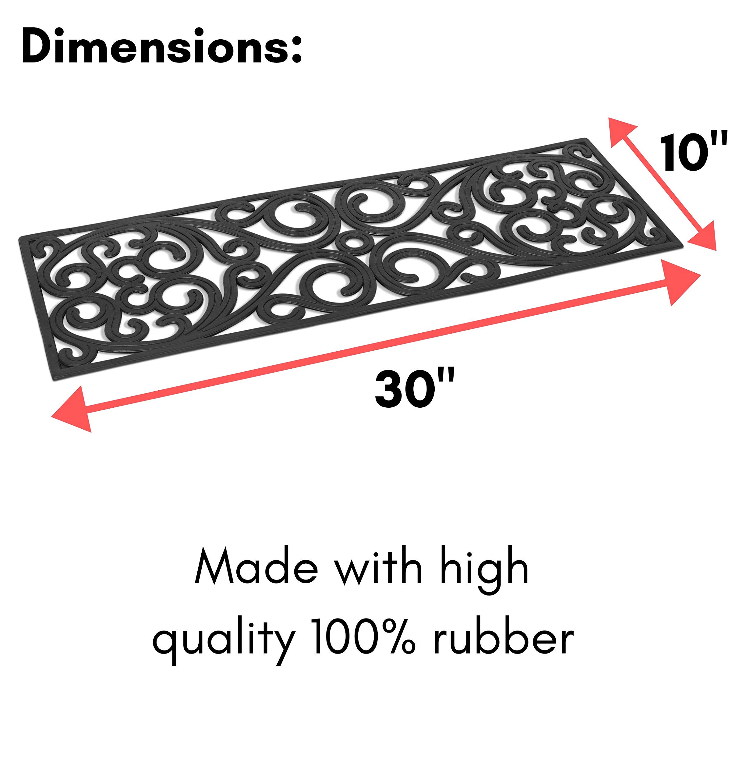 BIRDROCK HOME Rubber Stair Treads for Outdoors | Non-Slip Weather Resistant Mats for Garden, Walkways, Patios & Wood Steps | Beautifully Designed for Yard &Landscaping | 4 Pack | 10" x 30"