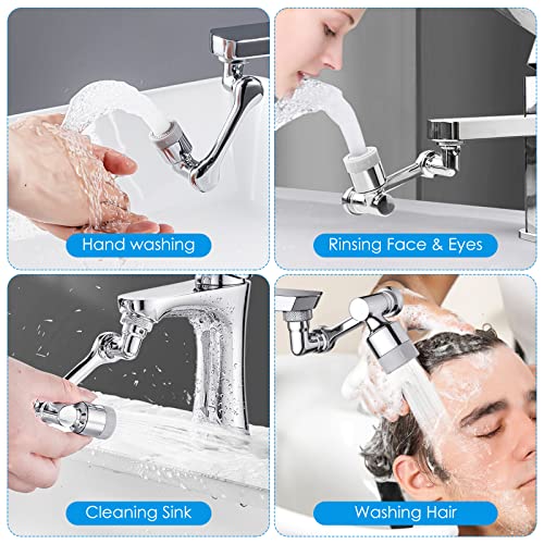 AMIR Universal Rotating Faucet Extender, 1080° Large-Angle Rotating Multifunctional Extension Faucet, Robotic Arm Water Nozzle Faucet Adaptor, Splash Filter Faucet for Bathroom Sink