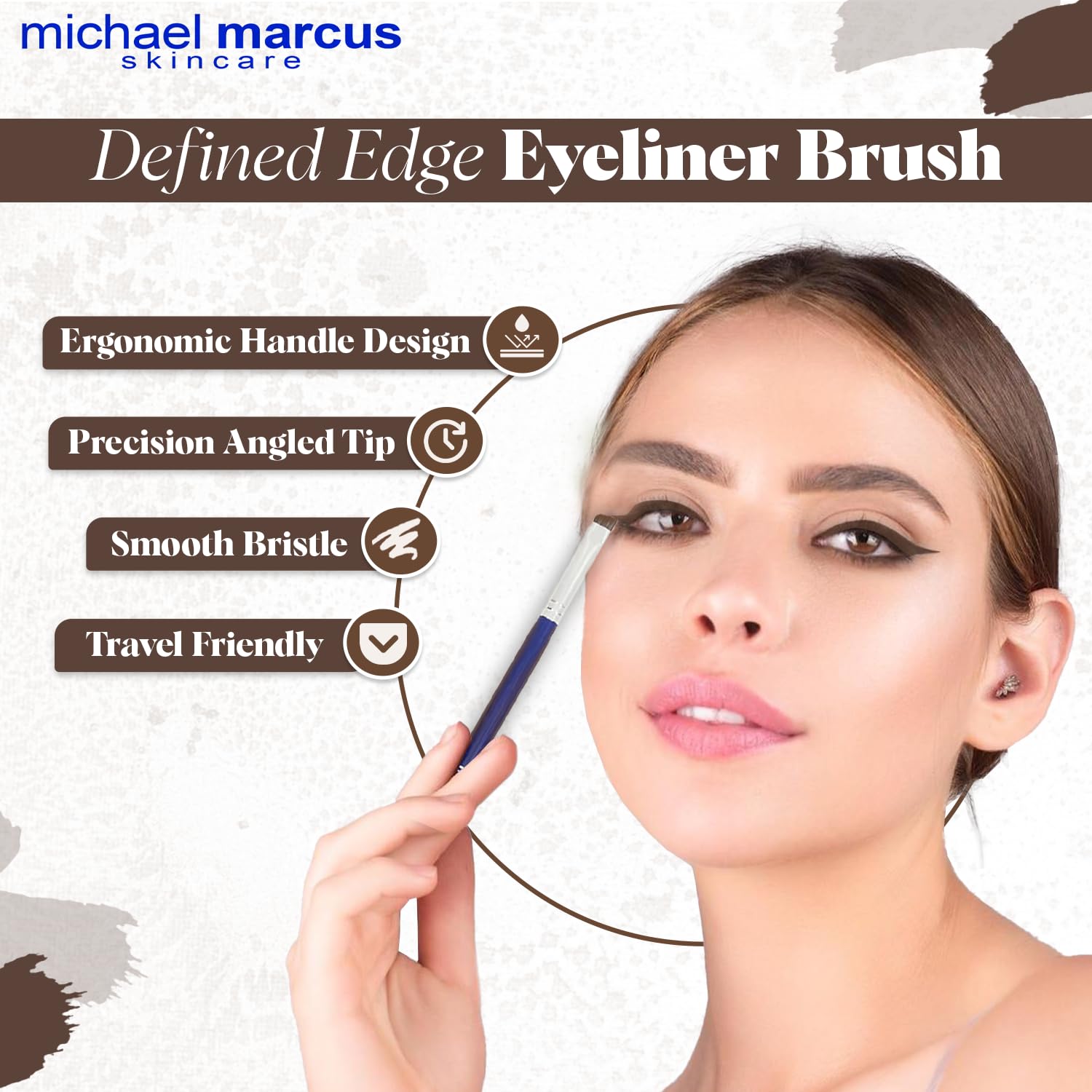 michael marcus Makeup Cake Eye Liner & Eyeliner Brush (Espresso) - Water Activated Dry Pressed, Long-Lasting & Smudge Resistant Eyeliner - Cruelty & Paraben Free - For Beginner & Pro Makeup Artist