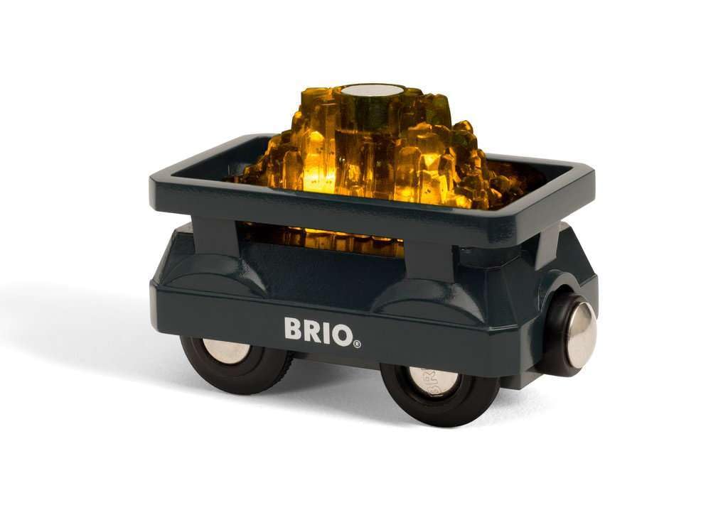 BRIO World - 33896 Light Up Gold Wagon - Interactive 2 Piece Toy Wagon Set | Enhances Creativity | Compatible with All Toys | Safe and Tested for Kids Ages 3 and Up