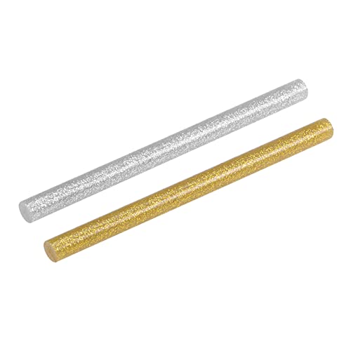 MECCANIXITY Mini Hot Glue Gun Sticks 32pcs 4-inch x 0.27-inch Glitter Silver/Glitter Gold for DIY Craft Making