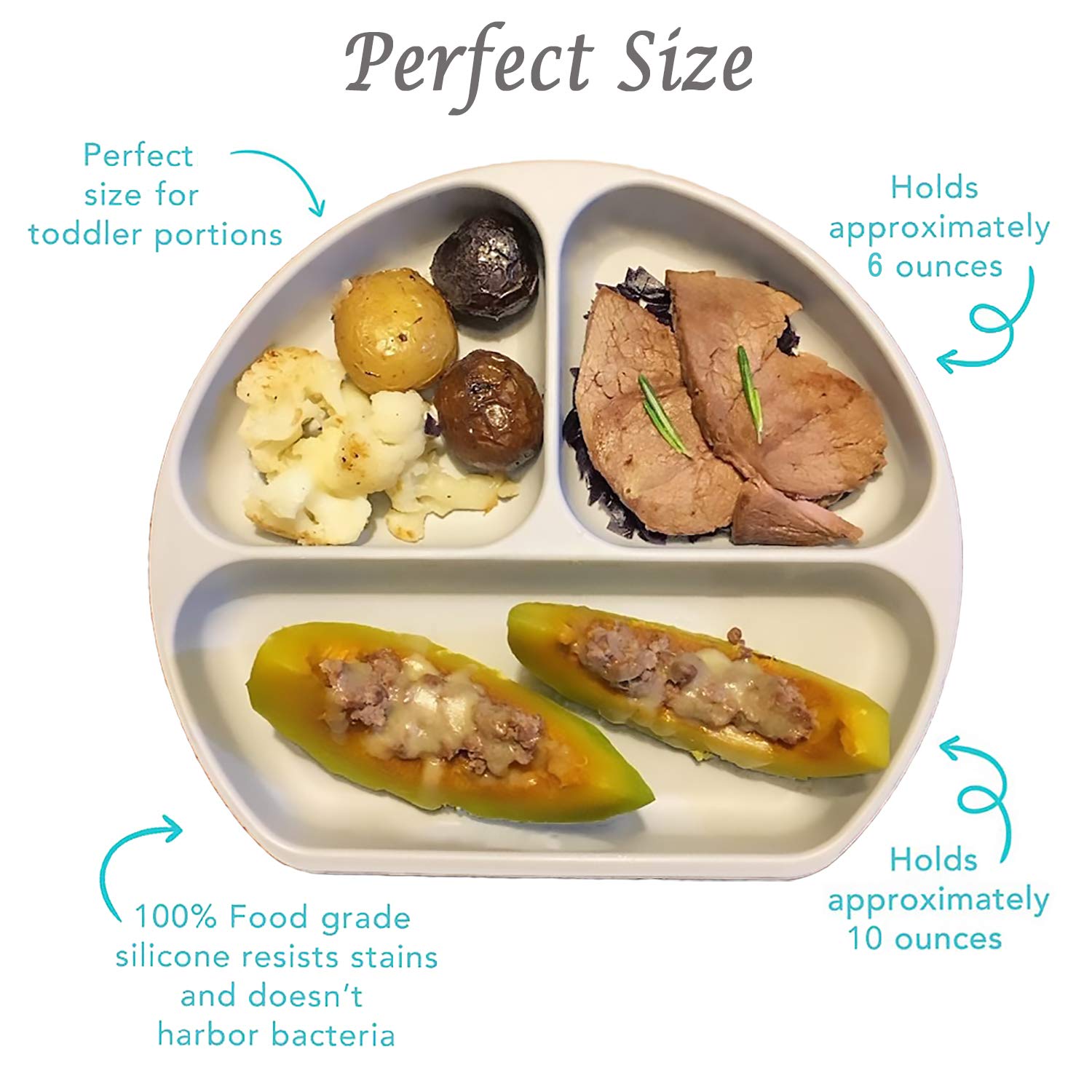 Silicone Suction Plates for Babies, Stick to High Chair Trays and Table, Divided Baby Dishes, Perfect Kids Plates, BPA Free