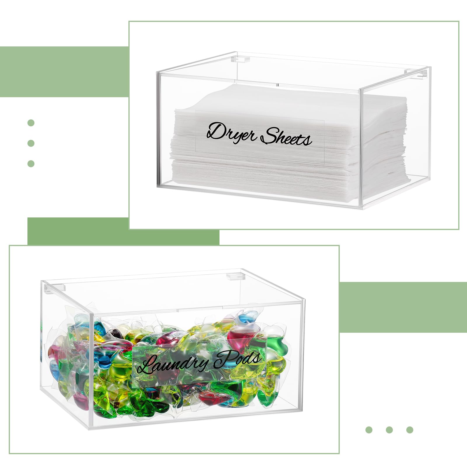 Acrylic Dryer Sheet Container for Laundry Room,Dryer Sheet Holder ,Dryer Sheet Dispenser with Lid for Laundry Storage Containers and Decor,Clear Dryer Sheet Box for Bathroom,Fabric Sheet Holder