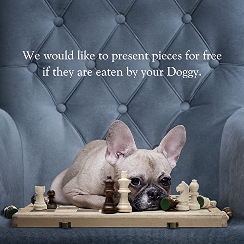 A&A 15 inch Wooden Folding Chess & Checkers Set w/ 3 inch King Height Staunton Chess Pieces - Mahogany Box w/Mahogany & Maple Inlay