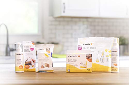 Medela Quick Clean MicroSteam Bags, Sterilizing Bags for Bottles Breast Pump Parts Eliminates 99.9 of Common Bacteria Germs Disinfects Most Breastpump Accessories, Yellow, 12 Pack
