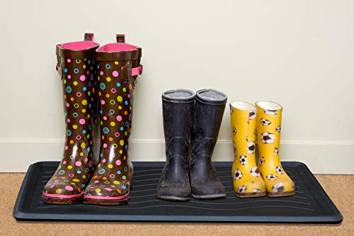 A1 HOME COLLECTIONS A1HOMEBT35 Doormat Rubber Boot Mat,Multi-Purpose for Shoes,Garden,Entryway,Garage,16"X31", Black