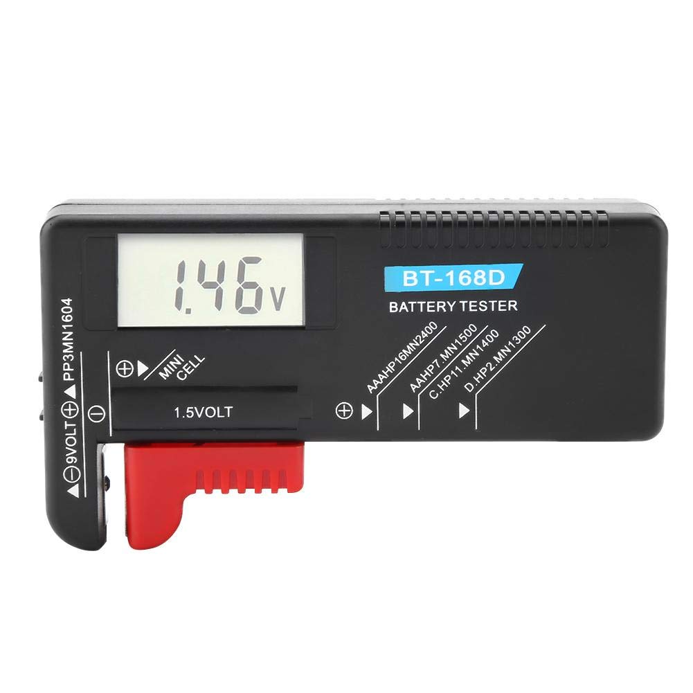 AA/AAA/C/D/9V/1.5V Battery Tester,BT-168D Button Cell Universal Digital LCD Battery Voltage Tester to Test All Different Kinds of Batteries to Test The Capacity of Battery