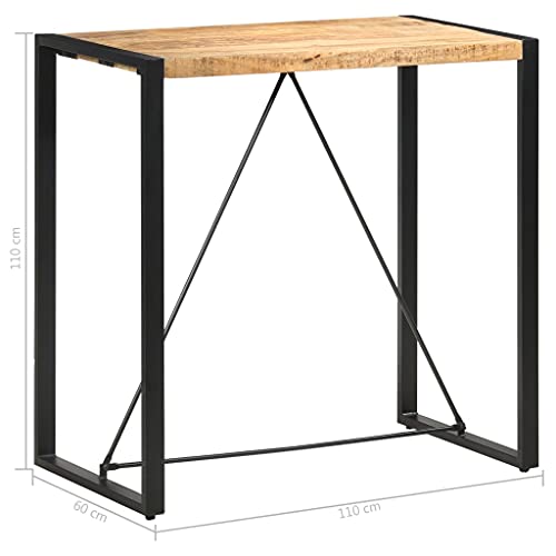 vidaXL Solid Mango Wood Bar Table Household Living Room Dining Room Kitchen Furniture Wooden Vintage Dining Bar Dinner Table Desk 43.3"