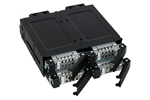 ICY DOCK 4 Bay 2.5 NVMe U.2/U.3 SSD PCIe 4.0 Rugged Mobile Rack Enclosure for 5.25" Bay (4 x Mini-SAS HD) | ToughArmor MB699VP-B