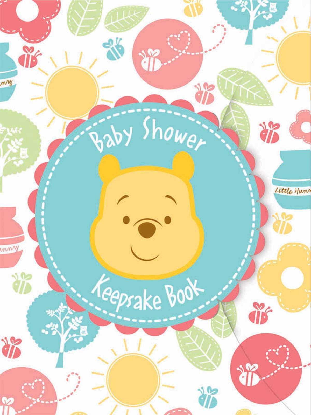 Delightful Winnie the Pooh Keepsake Book Baby Shower Party Favour, 8" x 6".