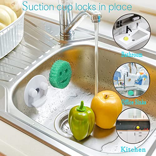 BIHAIT Sponge Holder, Sponge Caddy Suction Sponge Holder, Sponge Organizer for Kitchen,Bathroom Sink, Self Draining, Dishwasher Safe for Holding Smiley Sponges(No Sponges Included), White(2-Pack)