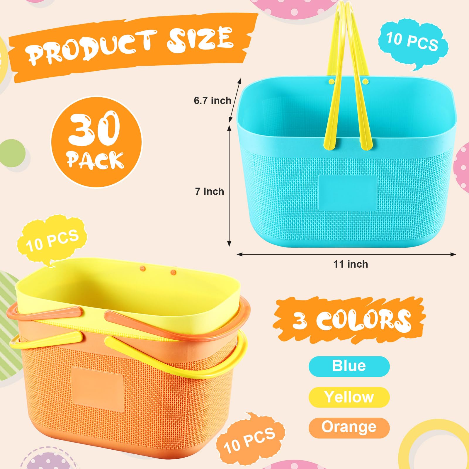 Maxcheck 30 Pcs Plastic Shower Basket with Handles Portable Storage Baskets Shower Caddy Basket Cleaning Caddy Bins Organizer for School Dorm Room Bathroom Camping Home Toy Storage Kitchen Supplies