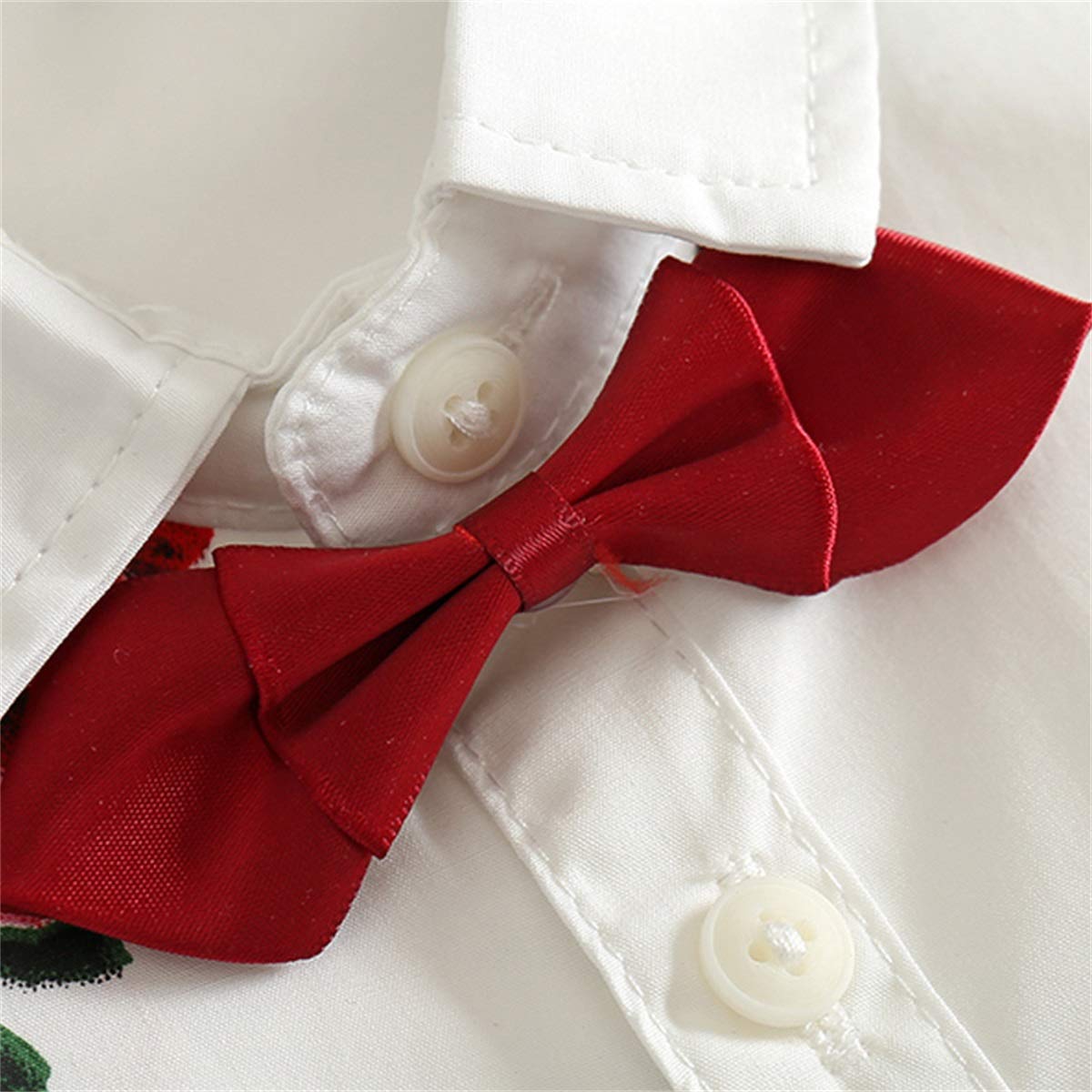 Toddler Baby Boys Rose Floral Shorts Set Short Sleeve Button Down Shirt + Shorts Pants 2 Pieces Infant Summer Clothes Outfits Red 2-3 Years